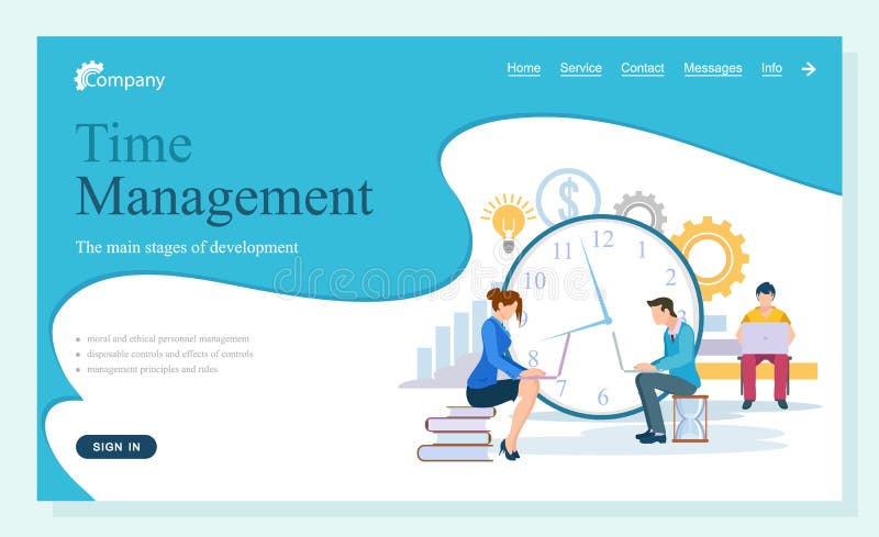 Time Management Website Working People Webpage Stock Vector ...