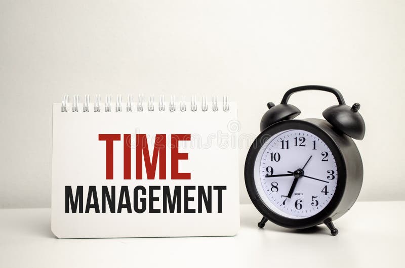 Time Management Words with Calculator and Clock with Notebook Stock ...