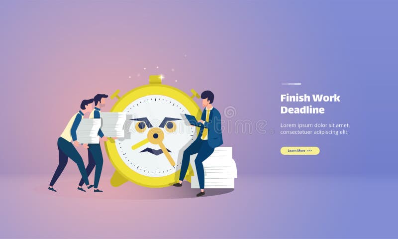 People Finish Work on Time on Flat Illustration Concept Stock Vector ...