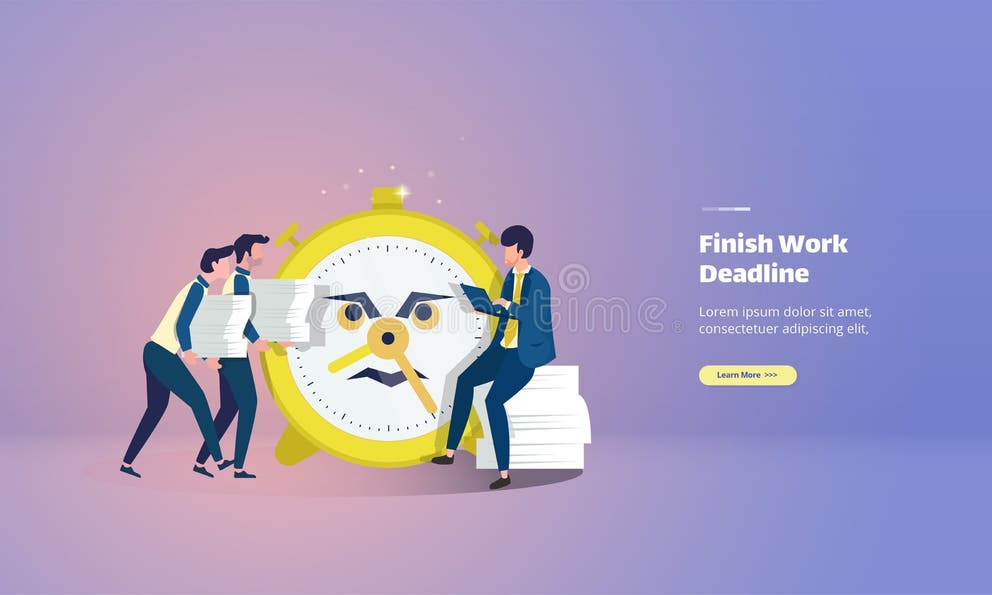People Finish Work on Time on Flat Illustration Concept Stock Vector ...