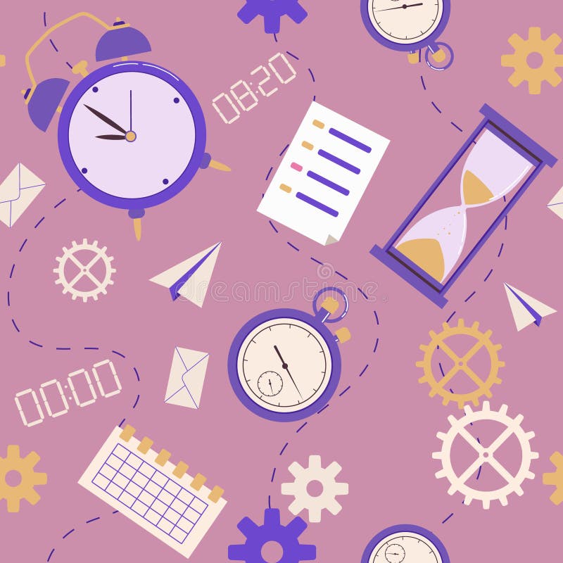 Time Managemment Seamless Pattern. Background for Planning and Business ...