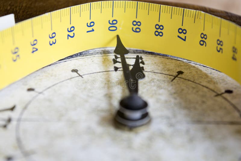 Time Measure. Concept with Meter and Old Clock Stock Photo - Image of ...