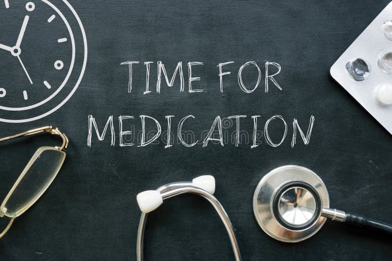 Time for Medication is Shown Using the Text Stock Photo - Image of ...