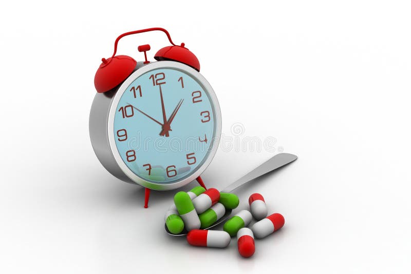 Time Of Medicine. Pills In Hourglass Stock Illustration - Illustration ...