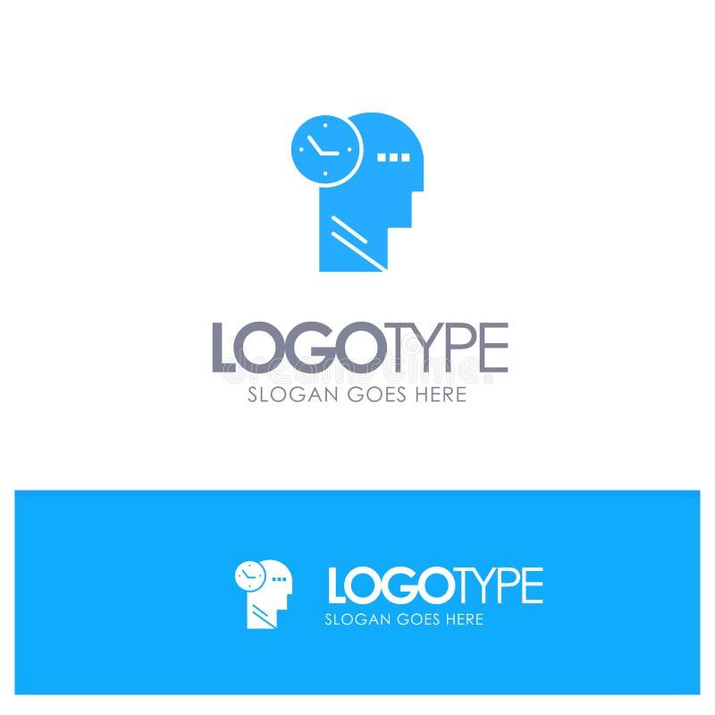 Time, Mind, Thoughts, Head Blue Solid Logo with Place for Tagline Stock ...