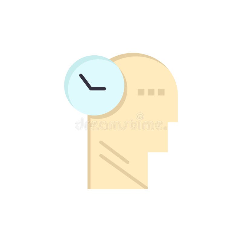Time, Mind, Thoughts, Head Flat Color Icon. Vector Icon Banner Template ...