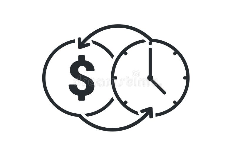 Time Money. Clock and Coin Exchange Icon. Vector Illustration Stock ...