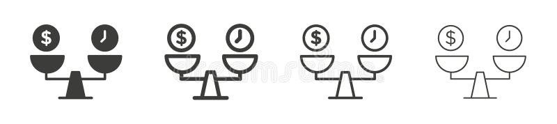 Time and Money Compare Scale Icon Vector Set on White Background Stock ...