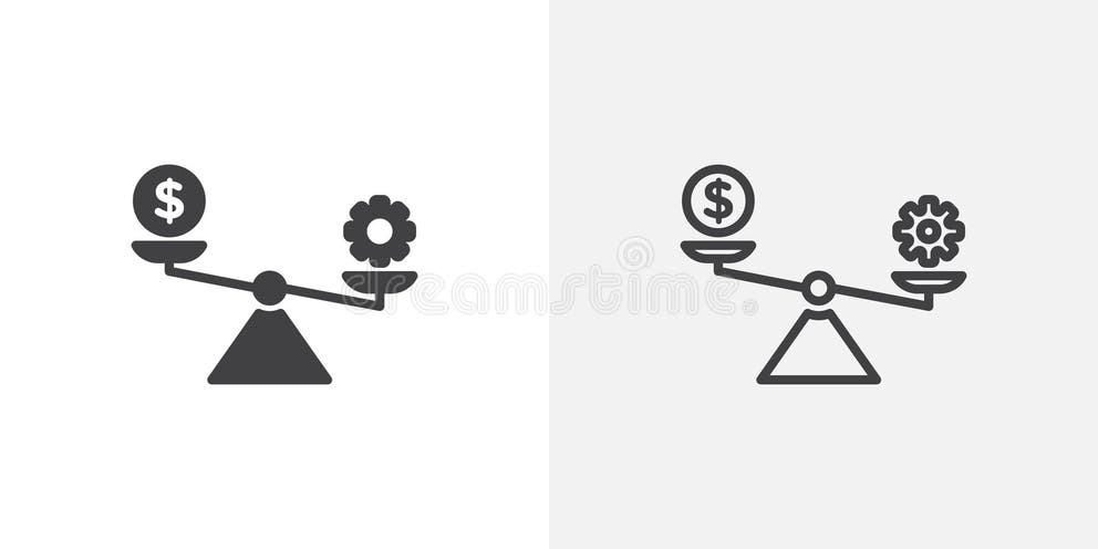 Time and Money Compare Scale Line Icon Isolated on White Background ...