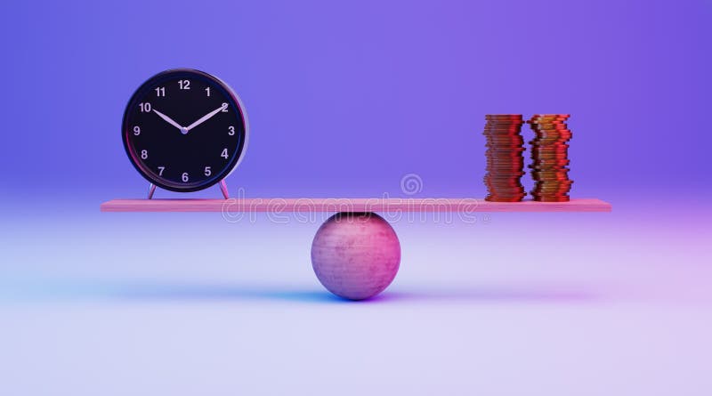 Time is Money Concept. Balancing Clock and Coins Stacks Stock ...