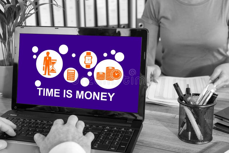 Time is Money Concept on a Laptop Stock Image - Image of money, growth ...