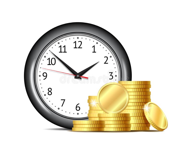 Time is Money - Vector Hourglass with Coins Stock Vector - Illustration ...