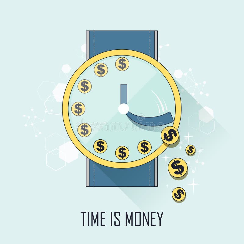 Time is money concept stock vector. Illustration of flat - 55442589