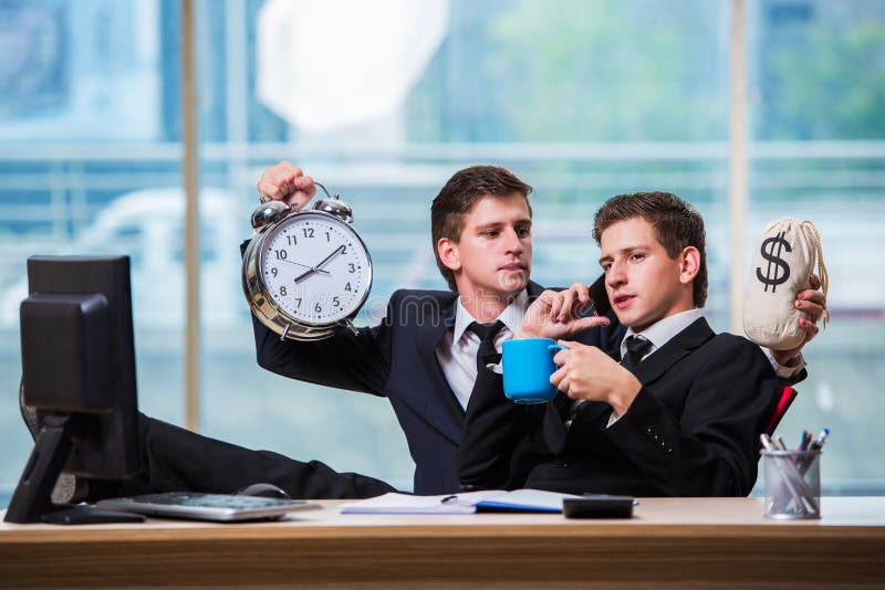 The Time is Money Concept with Two Businessman Stock Photo - Image of ...