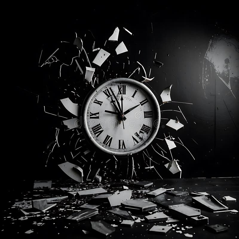 A Watch with a Dial Broken into Small Pieces Stock Illustration ...