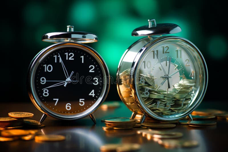 Time is Money Dollar Savings and Clock in a Jar Stock Illustration ...