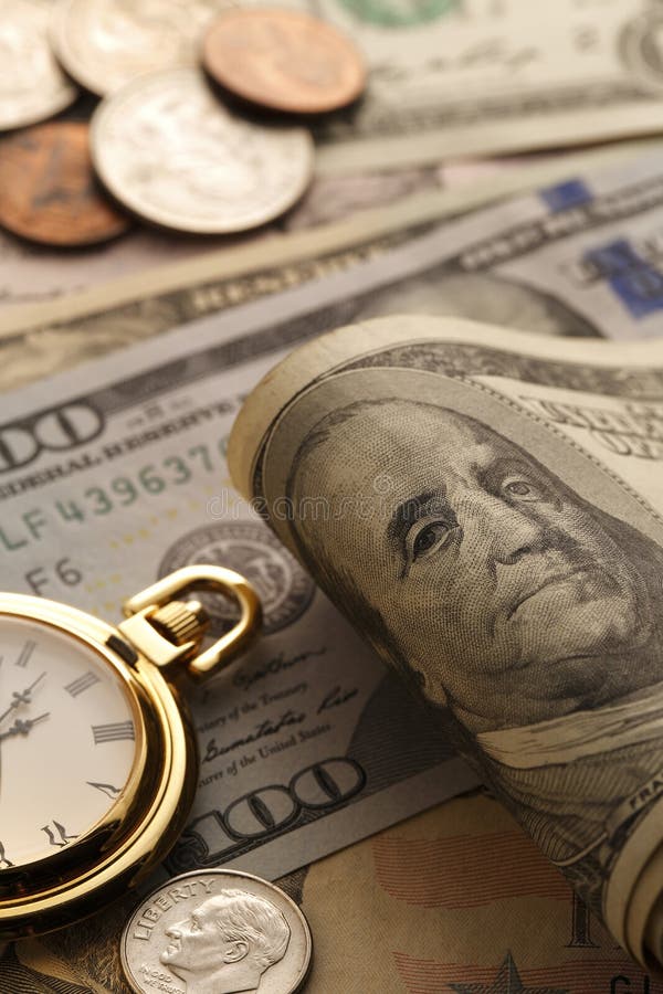 Time and Money. Gold Tone. Close Up - Stock Image Stock Image - Image ...
