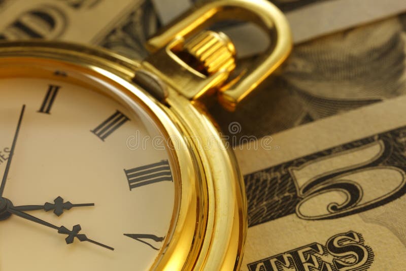 Time and Money. Gold Tone. Close Up - Stock Image Stock Photo - Image ...
