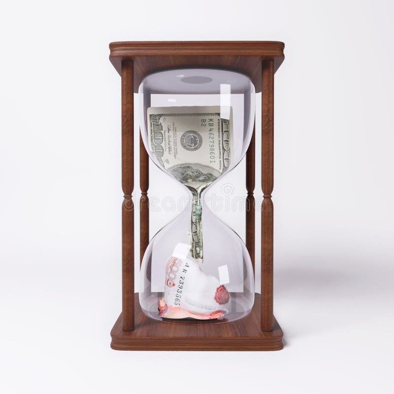 Sandclock on Bank Note Represent Money Grow Over Time Stock Image ...