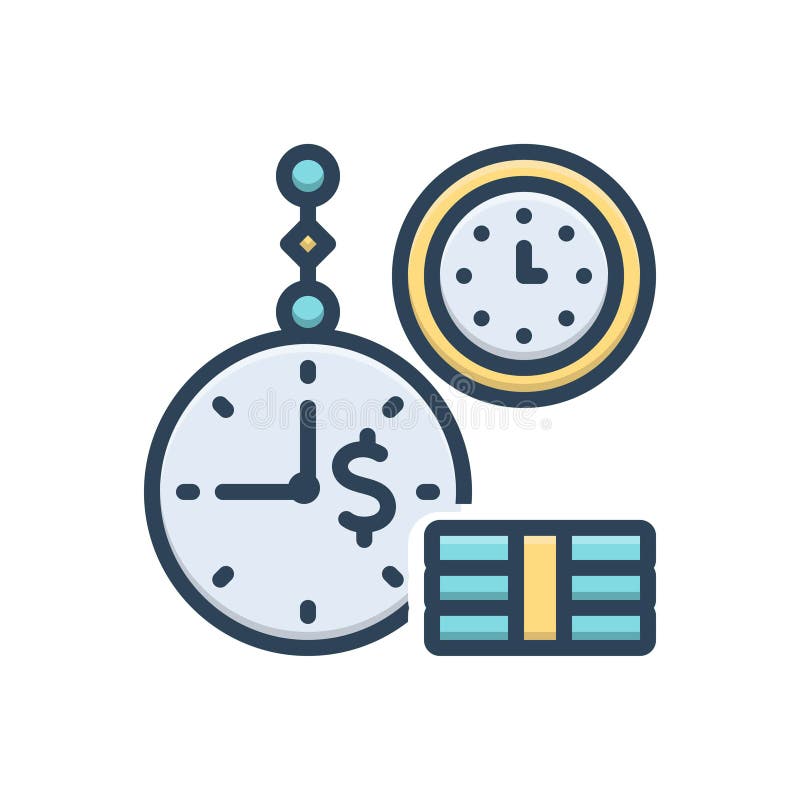 Color Illustration Icon for Time Money, Clock and Income Stock ...