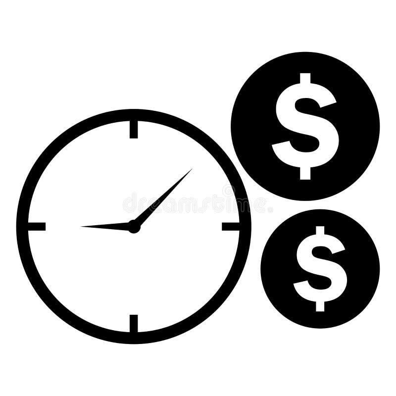 Time is Money Icon. Clock and Coins Symbol Stock Vector - Illustration ...