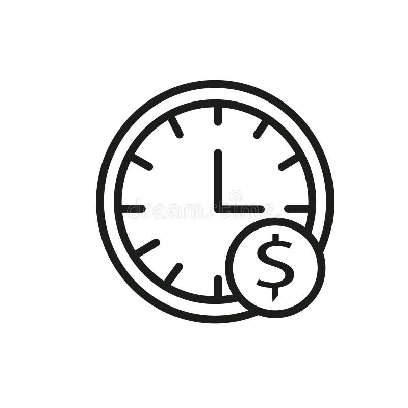 Time is Money Icon Flat Line Symbol Set Stock Illustration ...