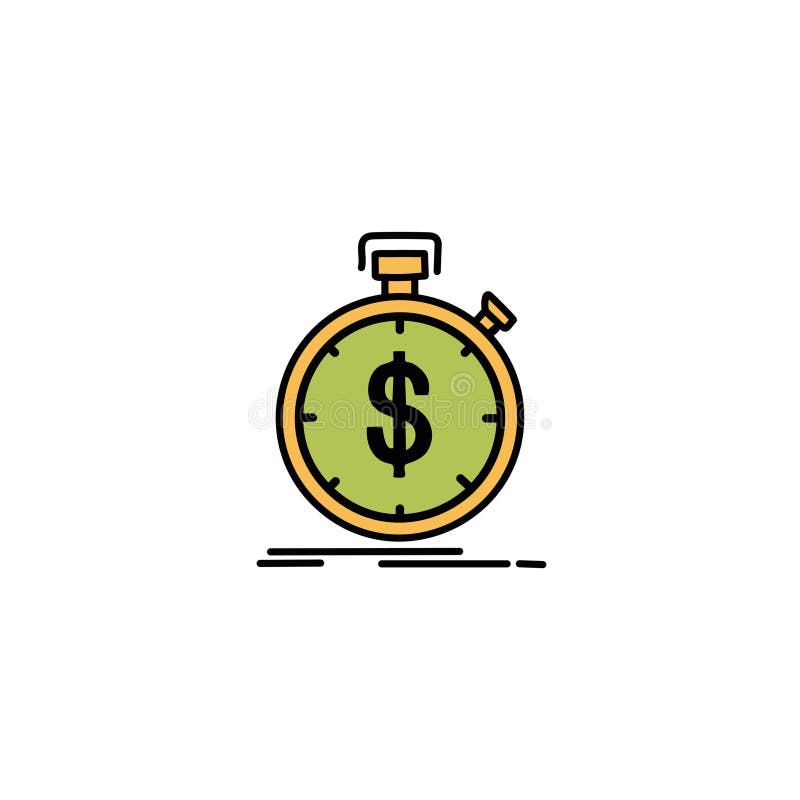 Time is Money Icon, Vector Illustration, Filled Design Editable Outline ...