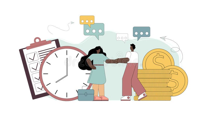 Time is Money. People Shake Hands, Make a Win-win Deal Stock ...