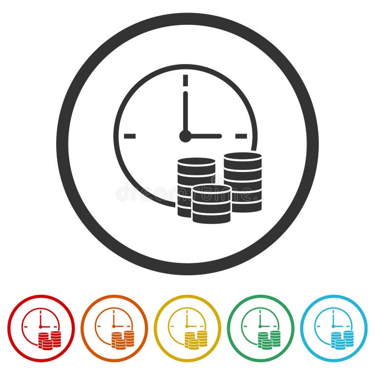 Time is Money Ring Icon Color Set Stock Vector - Illustration of ...