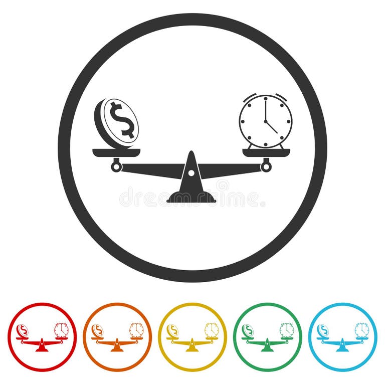 Time is Money Ring Icon Color Set Stock Vector - Illustration of ...