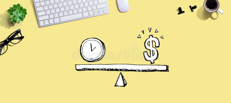 Time and Money on the Scale with a Computer Keyboard Stock Illustration ...
