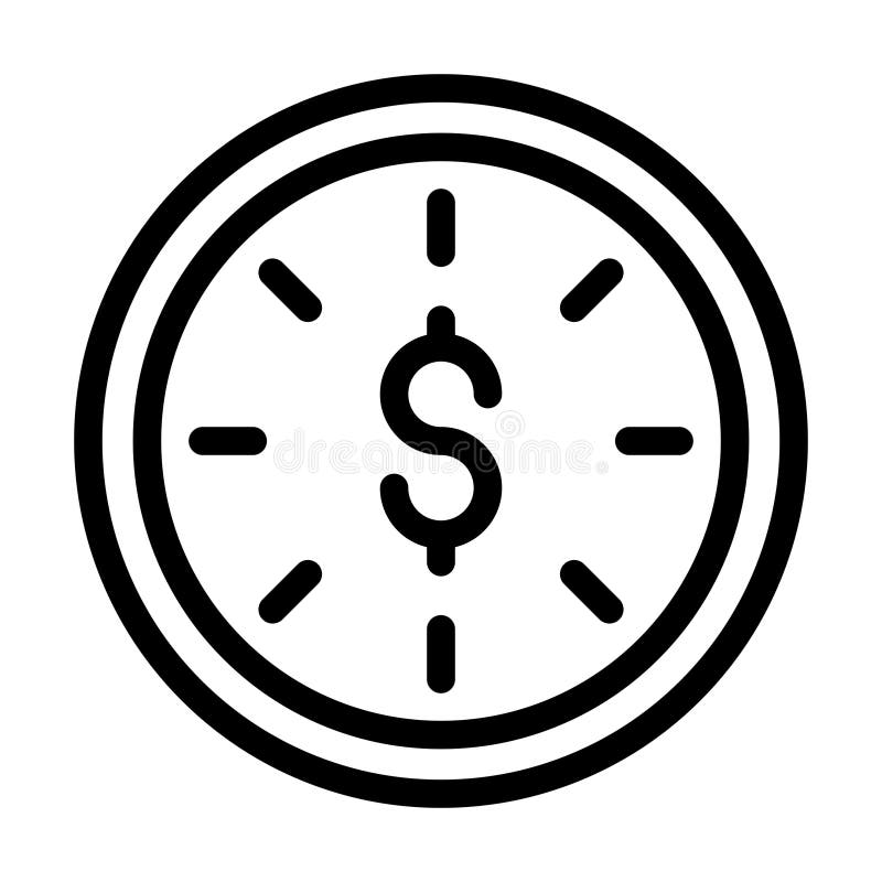 Time is Money Vector Thick Line Icon for Personal and Commercial Use ...