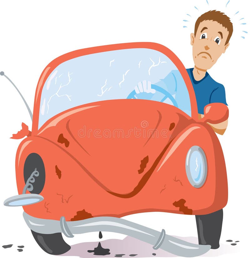 Sad Broken Down Cartoon Car Stock Vector - Illustration of garage, clip ...