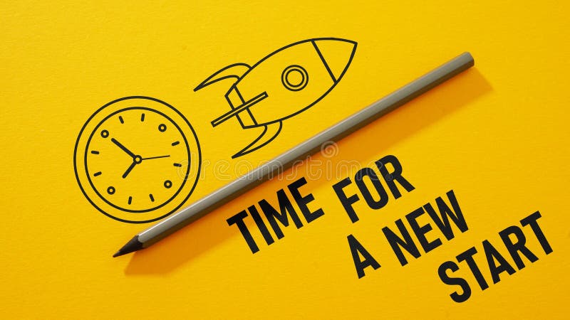 Time for a New Start is Shown Using the Text and Picture of the Rocket ...