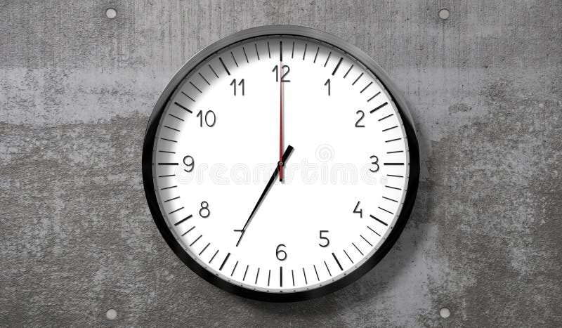 Time at 7 O Clock - Classic Analog Clock on Rough Concrete Wall Stock ...