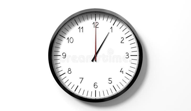 Time at 1 O Clock - Classic Analog Clock on White Background Stock ...