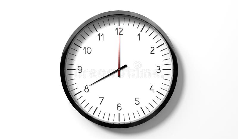 Time at 8 O Clock - Classic Analog Clock on White Background Stock ...
