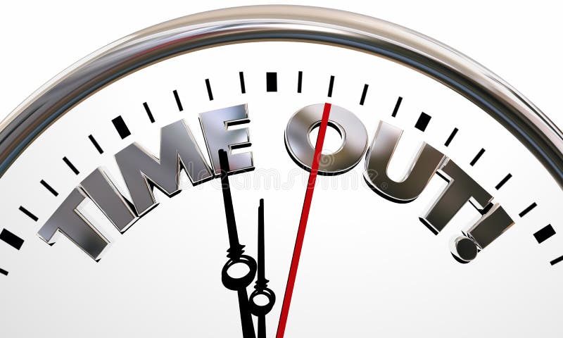 Time Out Pause Break Intermission Rest Clock Words Stock Illustration ...