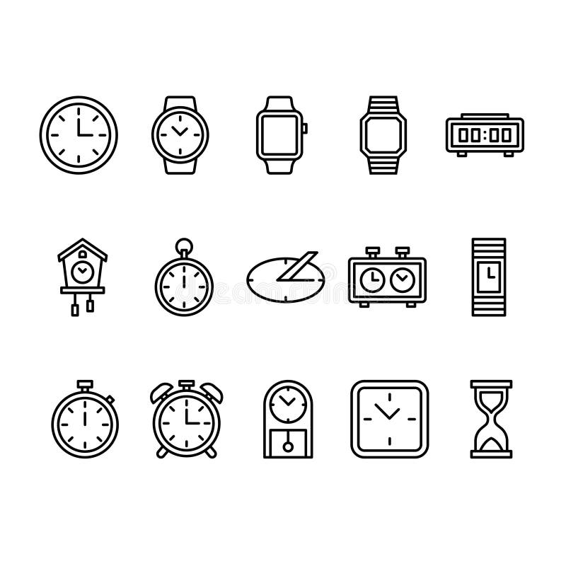 Time Outline Icon Set Template Stock Vector - Illustration of linear ...