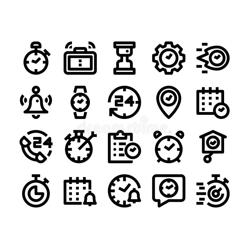 Time outline icons stock vector. Illustration of calendar - 155881479