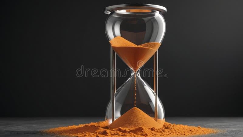 Time Passing Orange Sand Hourglass on Charcoal Stock Illustration ...