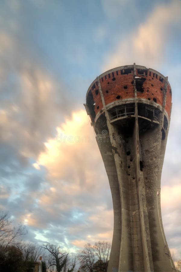 Vukovar Tower Destroyed in War Stock Image - Image of house, criminal ...
