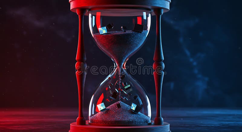 Time Passing, Technology Obsolescence: Hourglass with Falling Gadgets ...