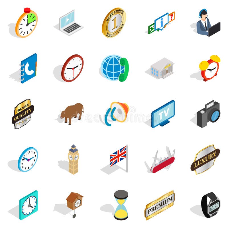 Time Period Icons Set, Isometric Style Stock Vector - Illustration of ...