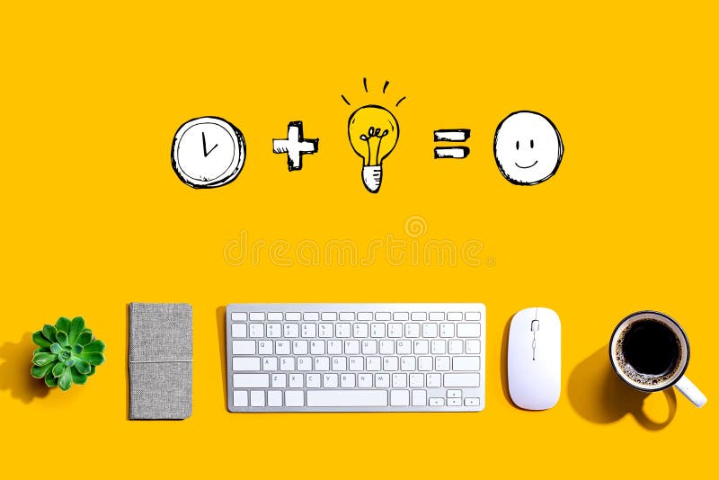 Time Plus Idea Equals Happy with a Computer Keyboard Stock Image ...