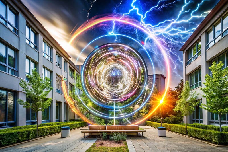 Time Portal City Plaza Storm Stock Illustration - Illustration of storm ...
