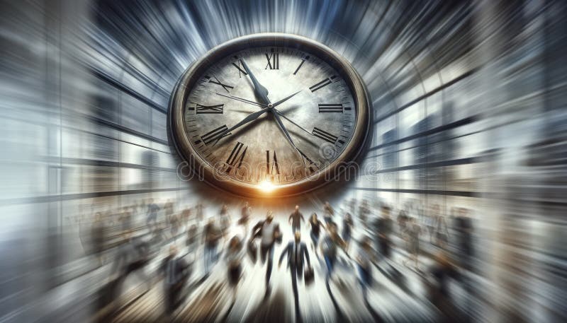 Time Pressure Concept with Blurred People and Clock Stock Photo - Image ...