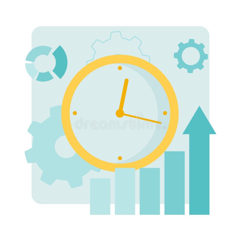 Time and Productivity Concept Featuring Clock and Growth Metrics ...