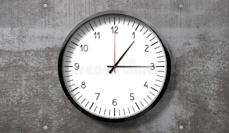 Time at Quarter Past 1 O Clock - Classic Analog Clock on Rough Concrete ...
