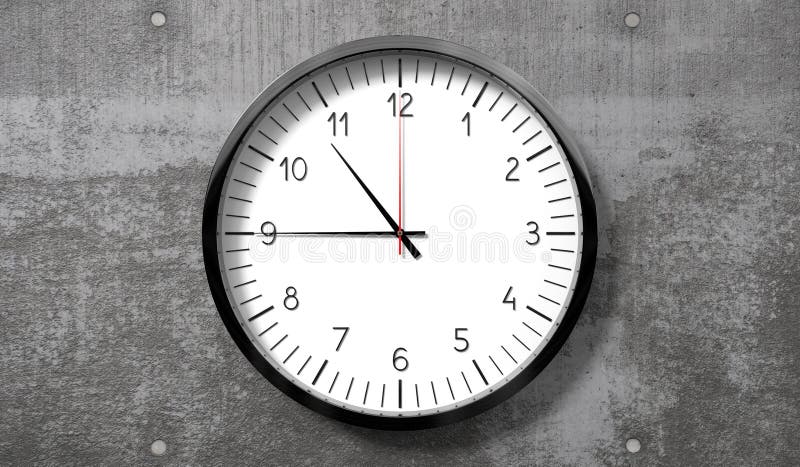 Time at Quarter To 11 O Clock - Classic Analog Clock on Rough Concrete ...